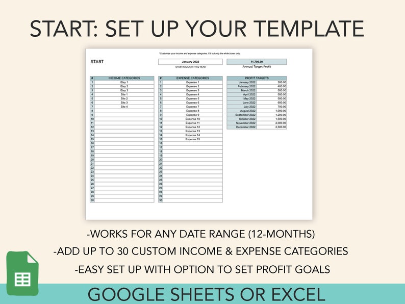 Easy Bookkeeping Template, Small Business Bookkeeping Spreadsheet, Income and Expense Tracker ...