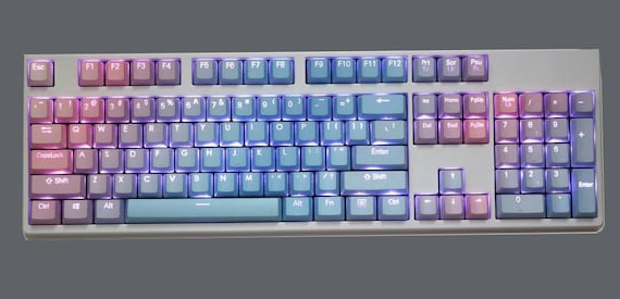 Blue/pink Gradient PBT Keycap Set Light Transparent Keycap Set - Etsy