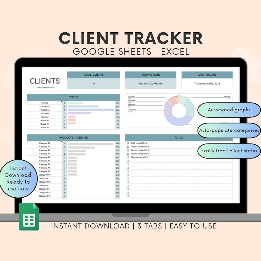 Client Tracker Spreadsheet, Client Planner, Client Management Google ...