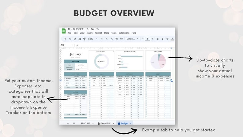 Budget Planner Google Sheets Monthly Budget Spreadsheet Paycheck Budget ...