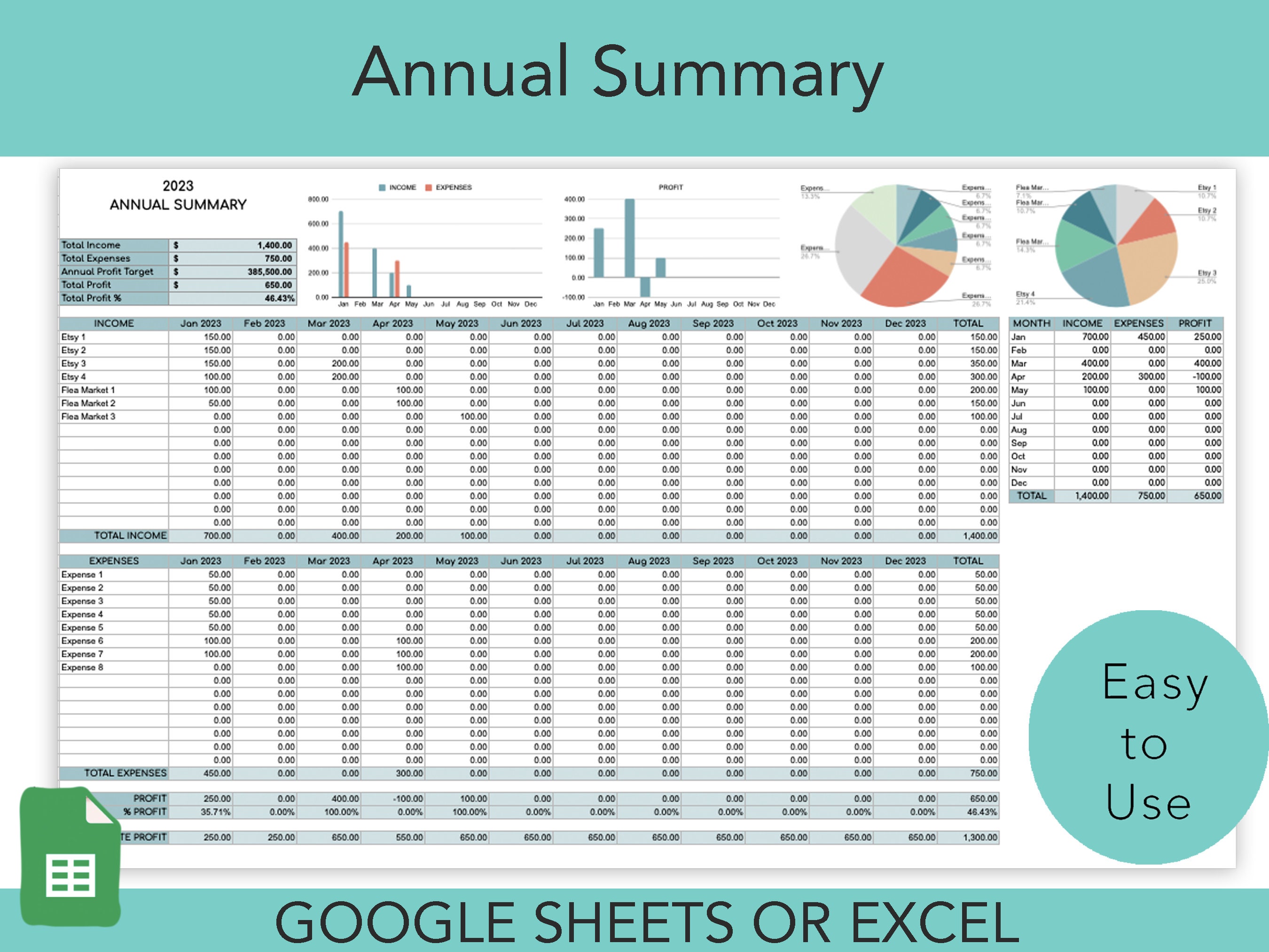 Easy Bookkeeping Template, Small Business Bookkeeping Spreadsheet ...