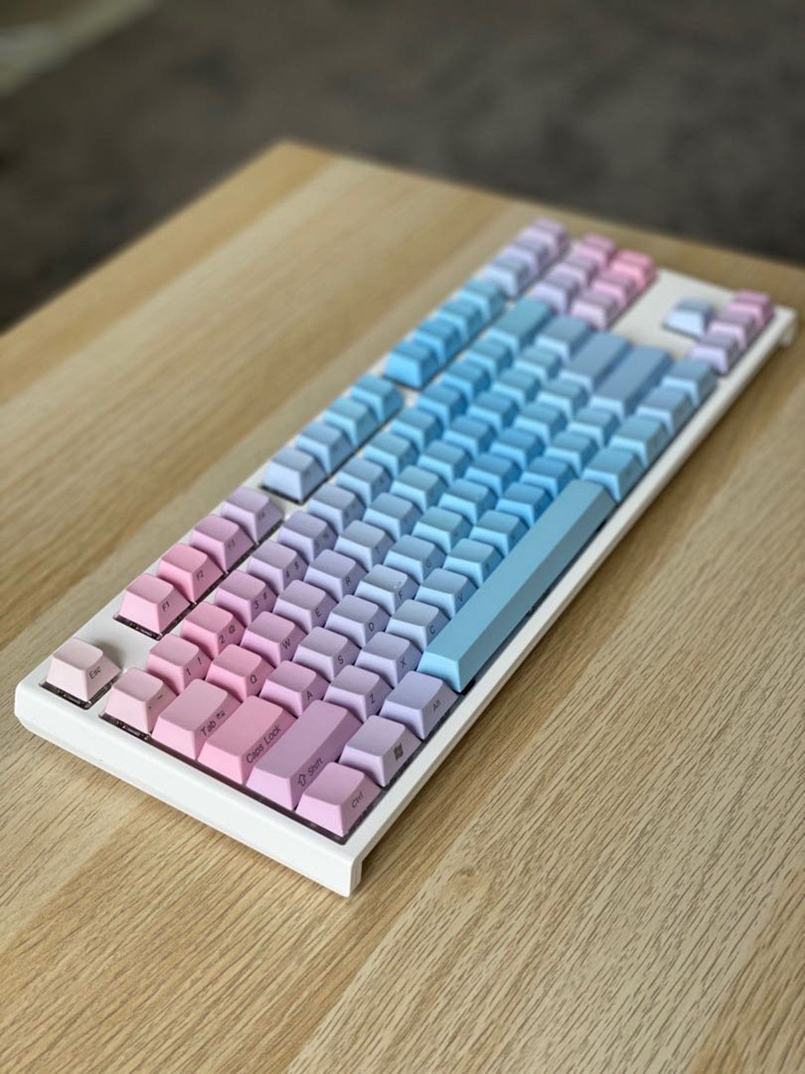 Blue/pink Gradient PBT Keycap Set Light Transparent Keycap Set for ...