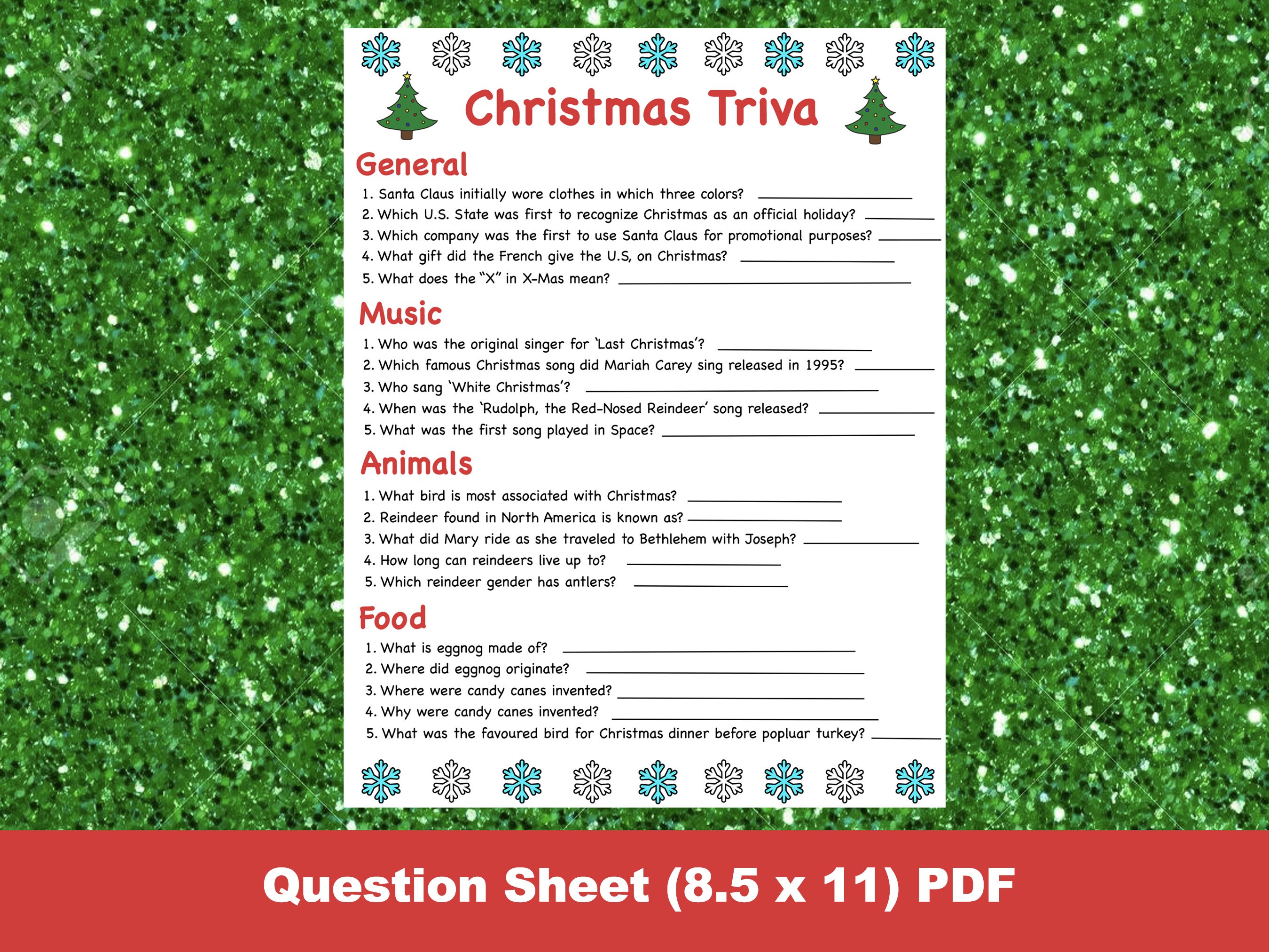 Christmas Trivia PDF, Christmas Party Game, Christmas Printable ...