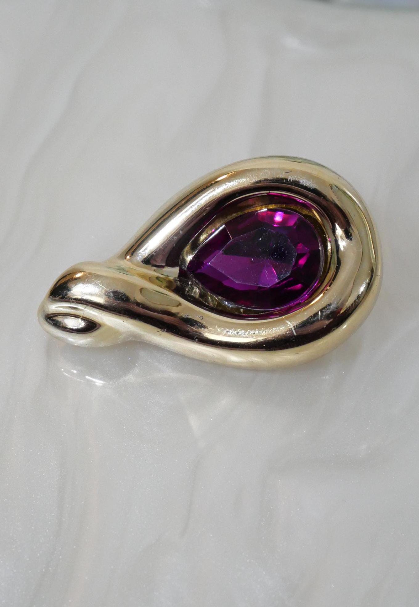 Vintage Gold Tone and Purple Pin - Etsy