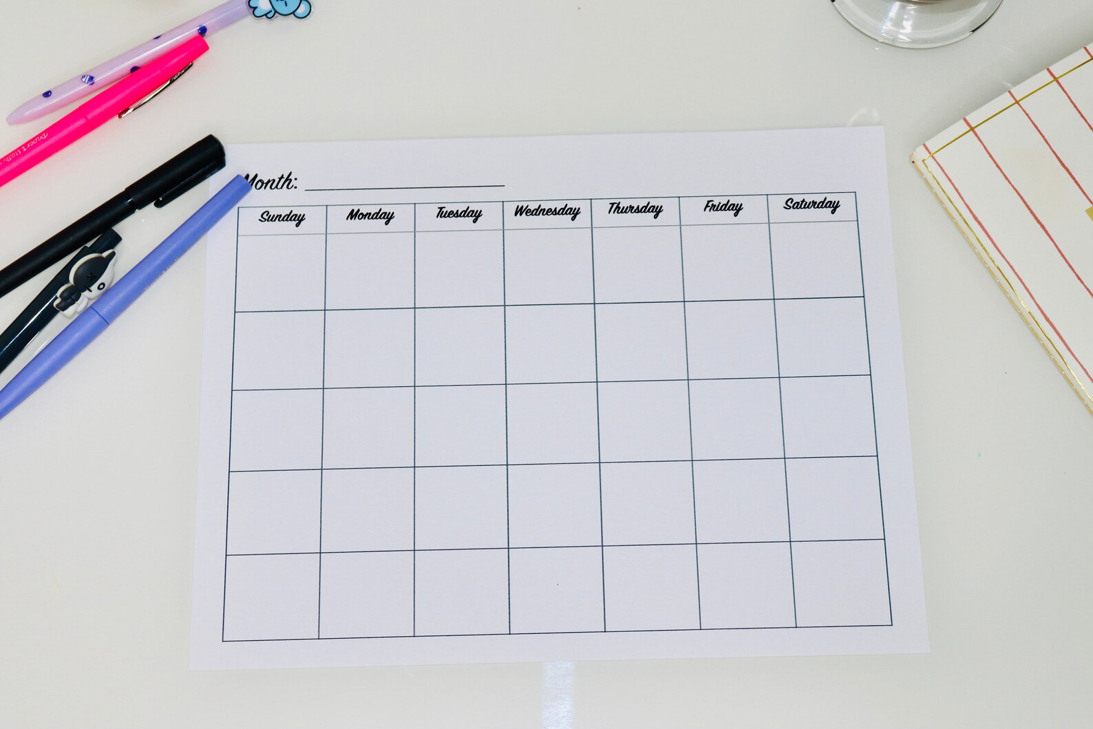 Monthly Overview Printable Calendar - Etsy