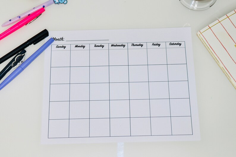 Monthly Overview Printable Calendar - Etsy