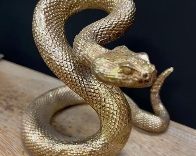 Rattle Snake Gold Resin Sculpture SNAKE Feature Golden Snake - Etsy