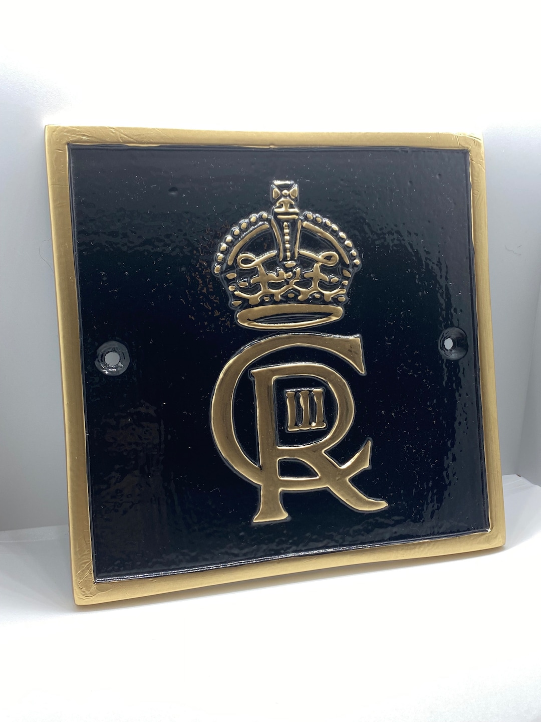 CR III King Charles the Third Cypher Black and Gold Sign King Charles ...