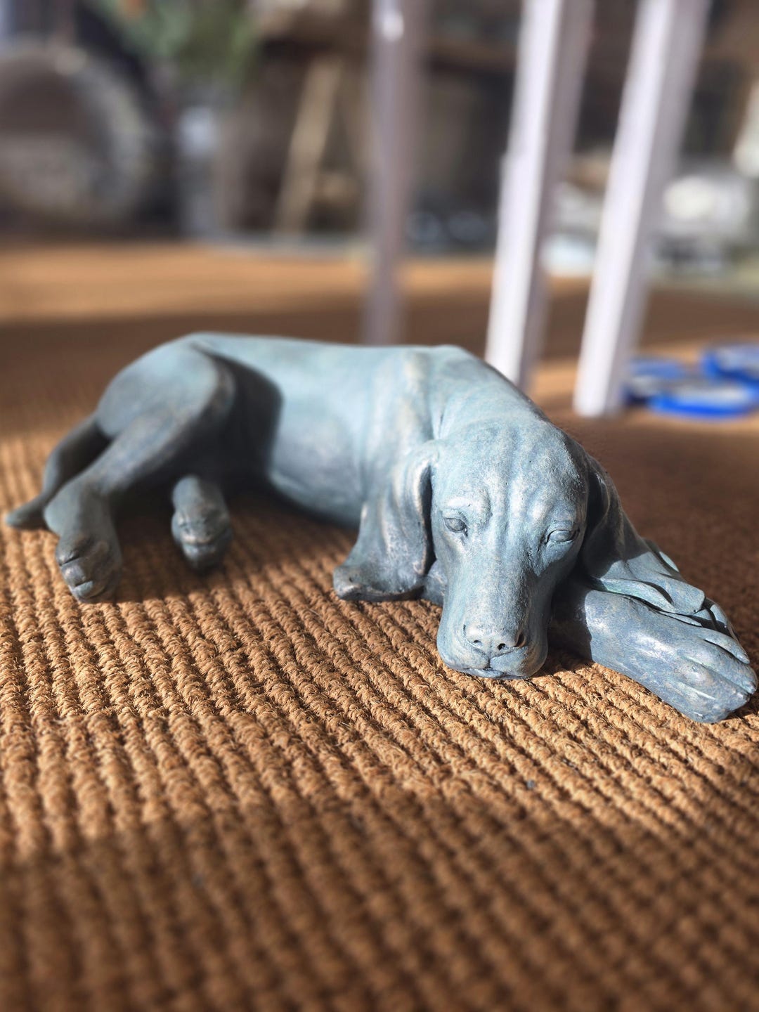 Laying Blue Hound Bluish, Grey Matte Dog Resin Hound Dog Sleeping ...