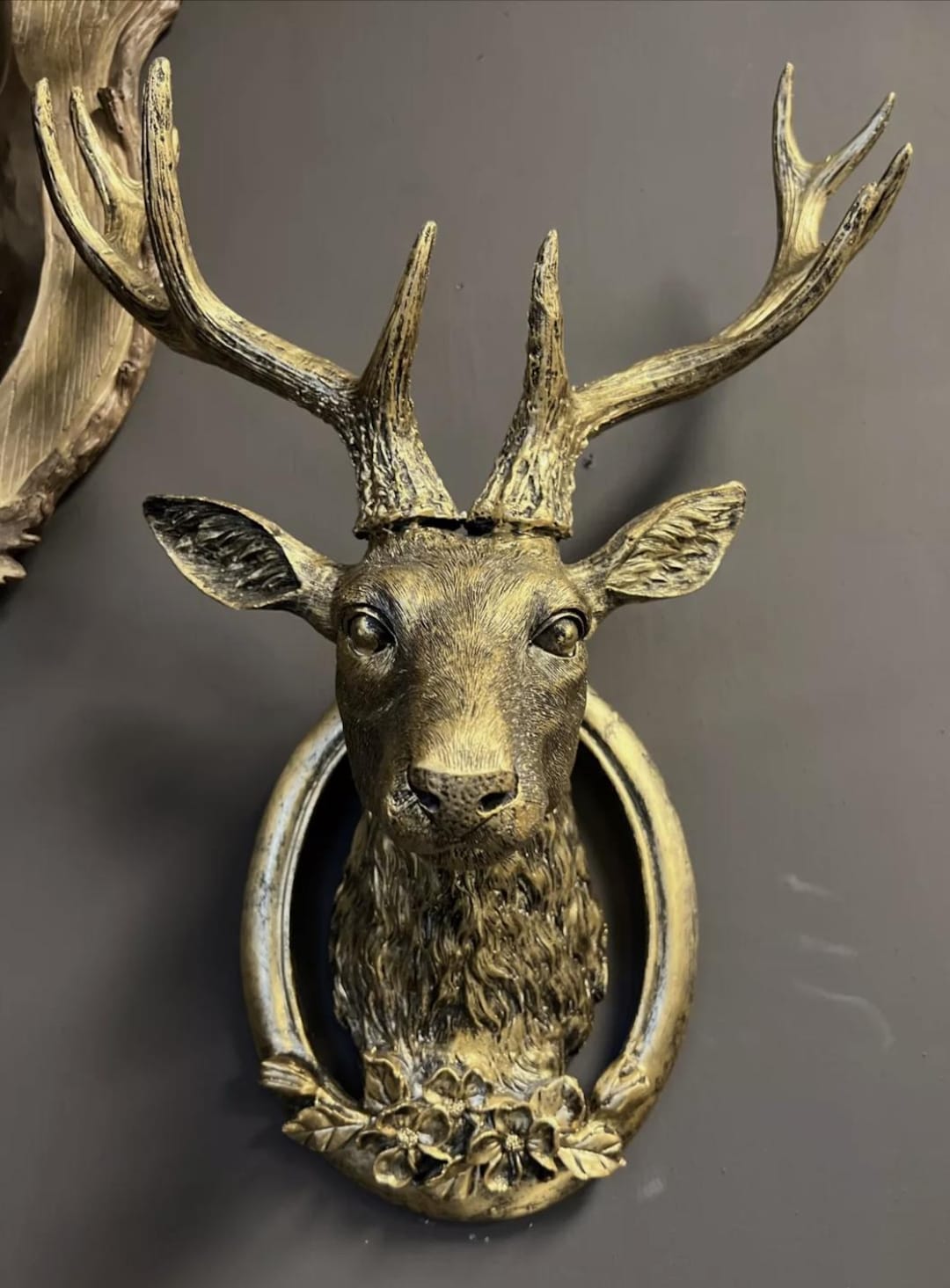 Gold Stag Bust Antique Style Gold Resin Stags Head Wall Bust Deer Doe ...