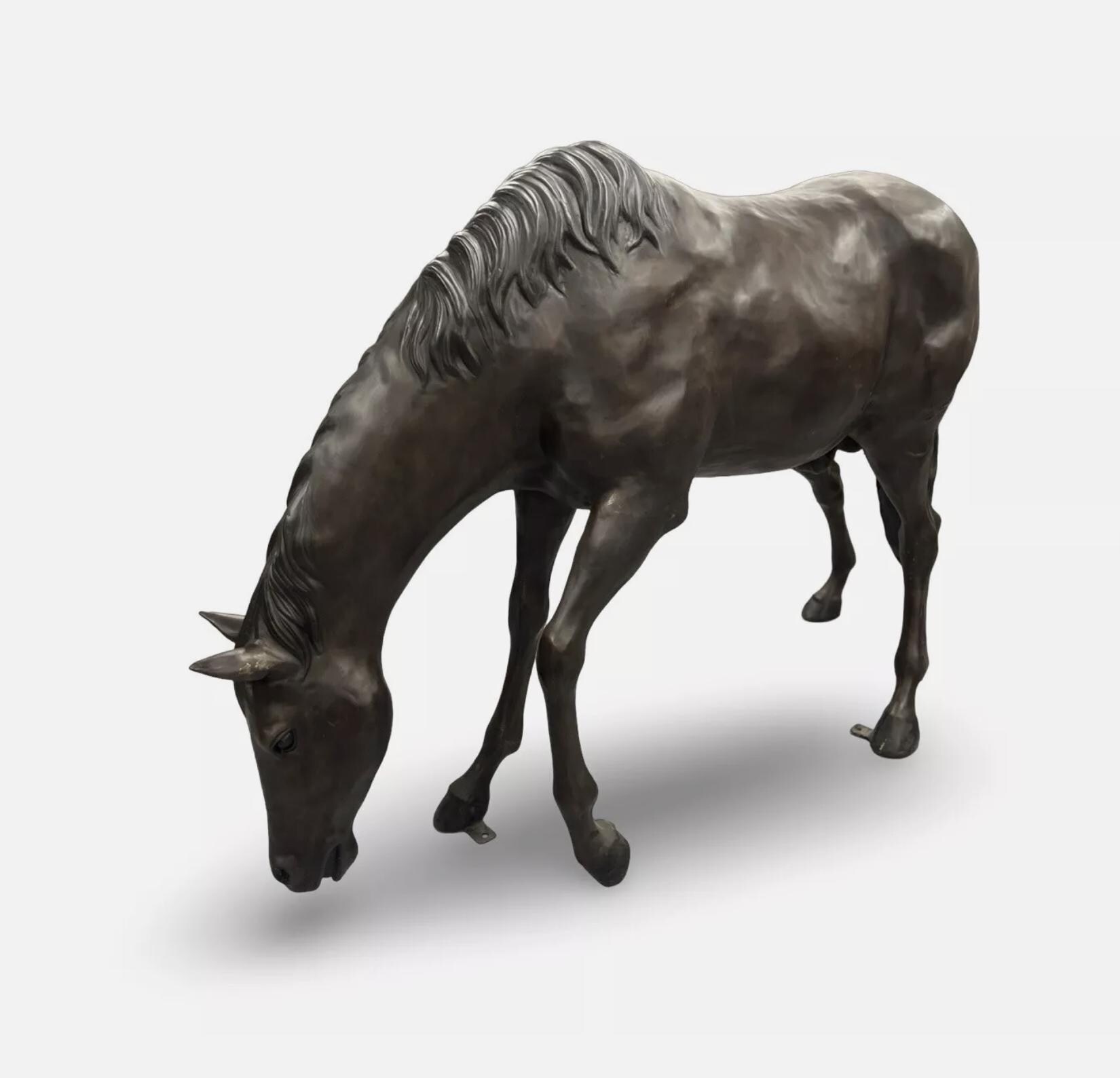 Life-size Bronze Horse Grazing Stallion Colt Race Horse Sculpture ...