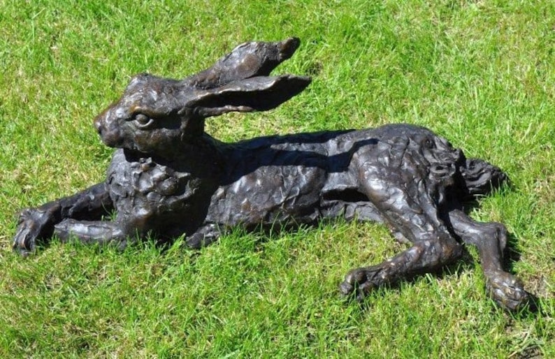 Bronze Hare Laying Life Size , Large Bronze Hare , Resting Hare ...