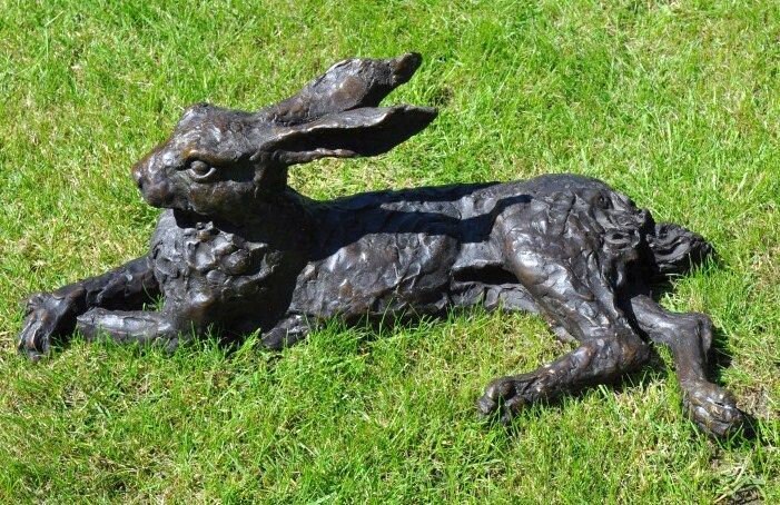 Bronze Hare Laying Life Size , Large Bronze Hare , Resting Hare ...