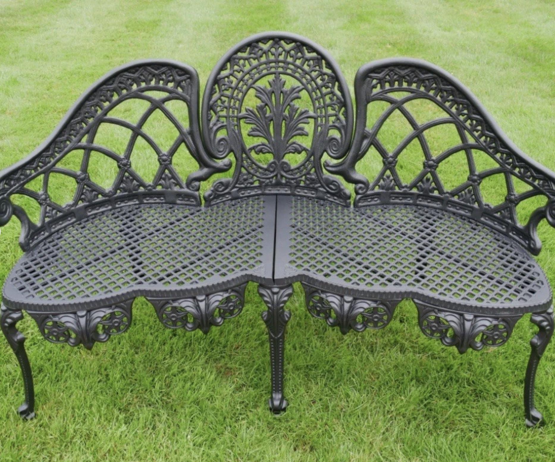 Black Antique Style Garden Bench Metal Black Furniture Park Nostalgic ...