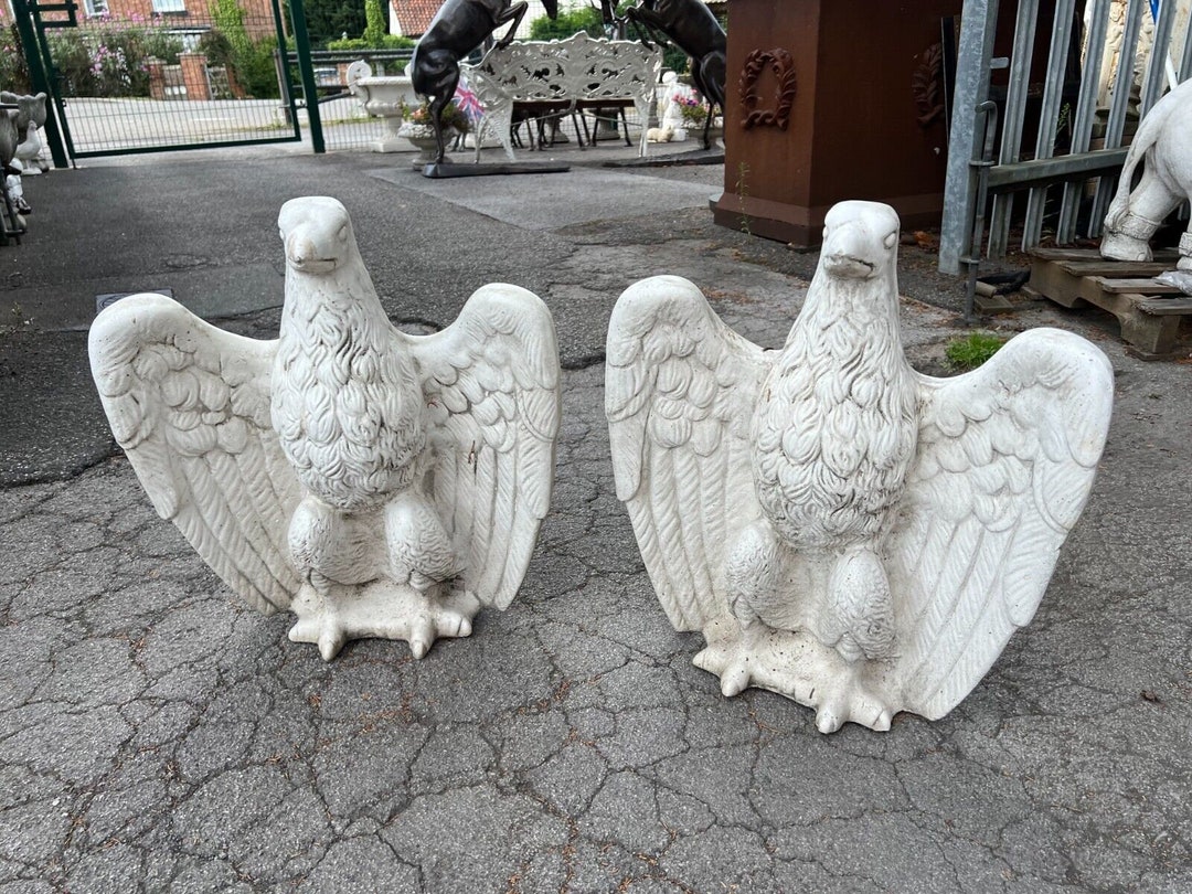 Gate Finial Stone Eagle Pair Standing Wings Out Gate Piers Gate ...
