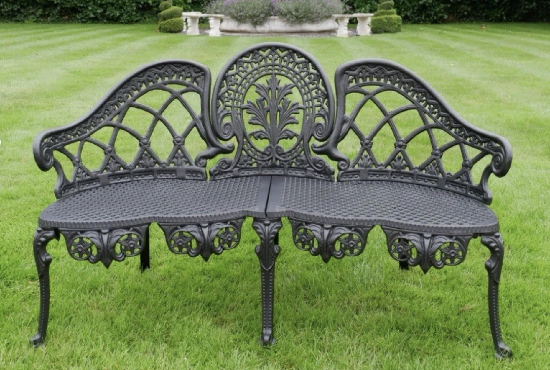 Black Antique Style Garden Bench Metal Black Furniture Park Nostalgic ...