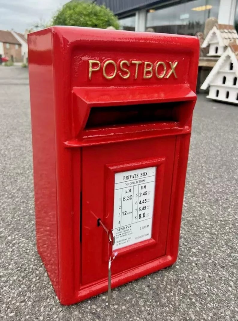 Cast Iron Letter Box Royal Mail Post Office Wall Box Vintage Style RED ...