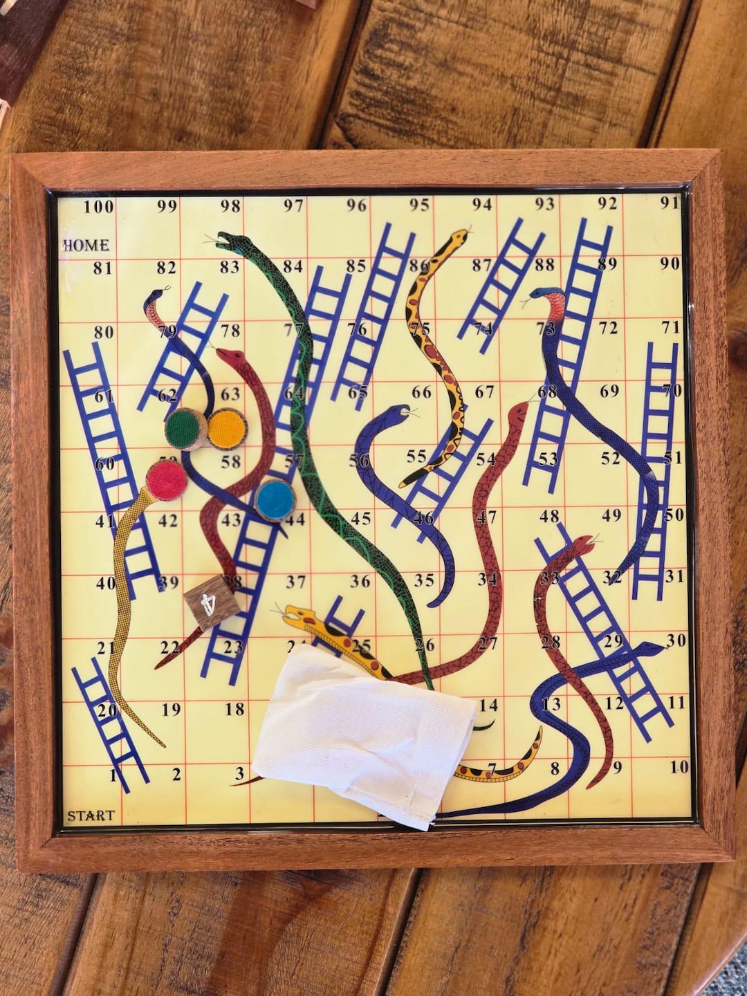 Snakes N' Ladders Game Wooden Handmade Multiplayer Board Game 4 ...