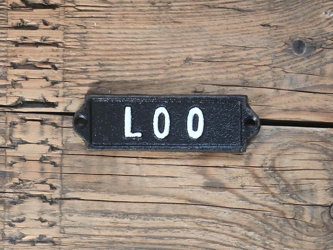 Cast Iron LOO Sign Black and White Toilet Door Sign Vintage Bathroom ...