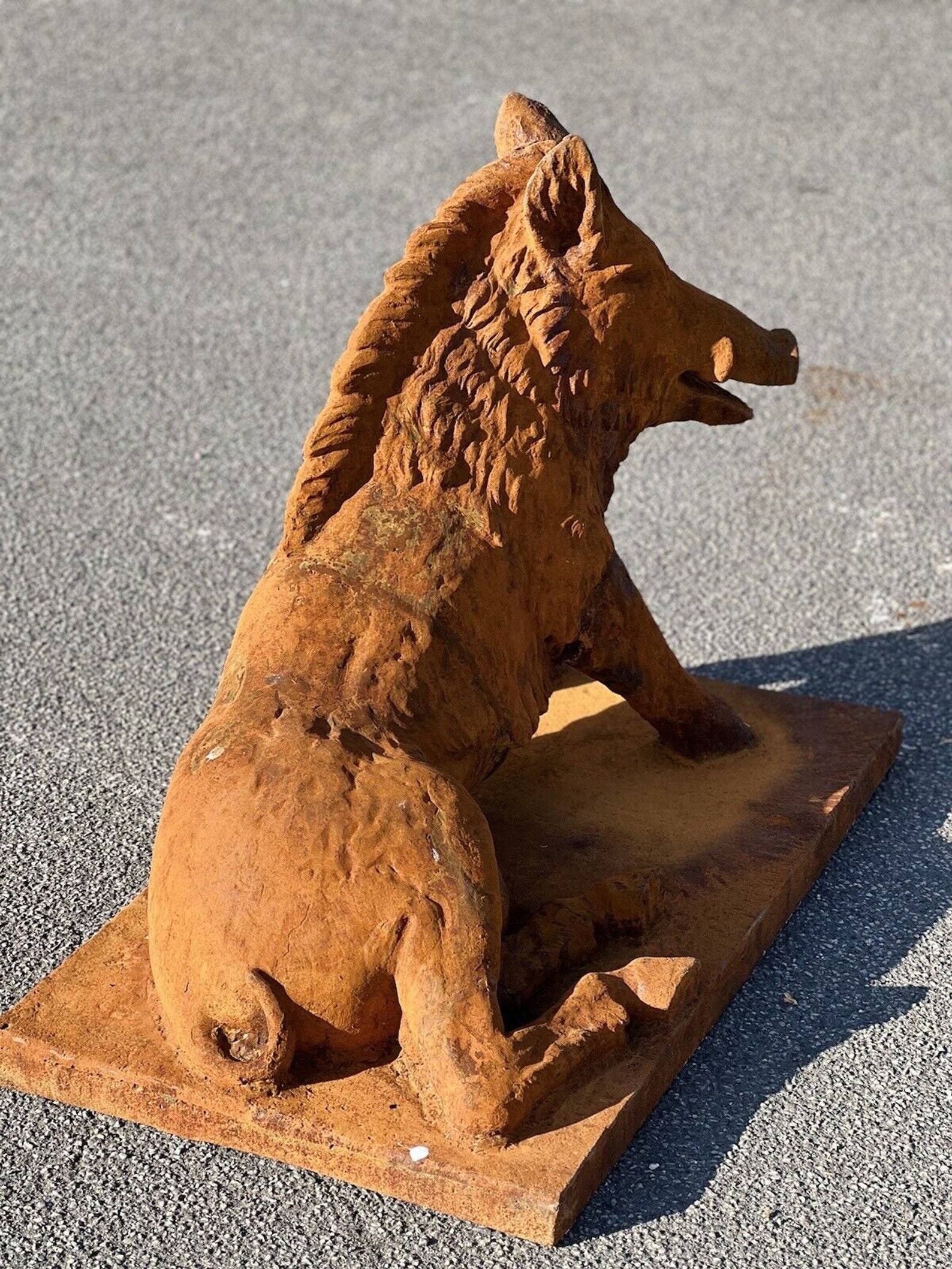 Wild Boar Pig Statue Cast Iron Wild Pig Hunter Sculpture Estate Manor ...