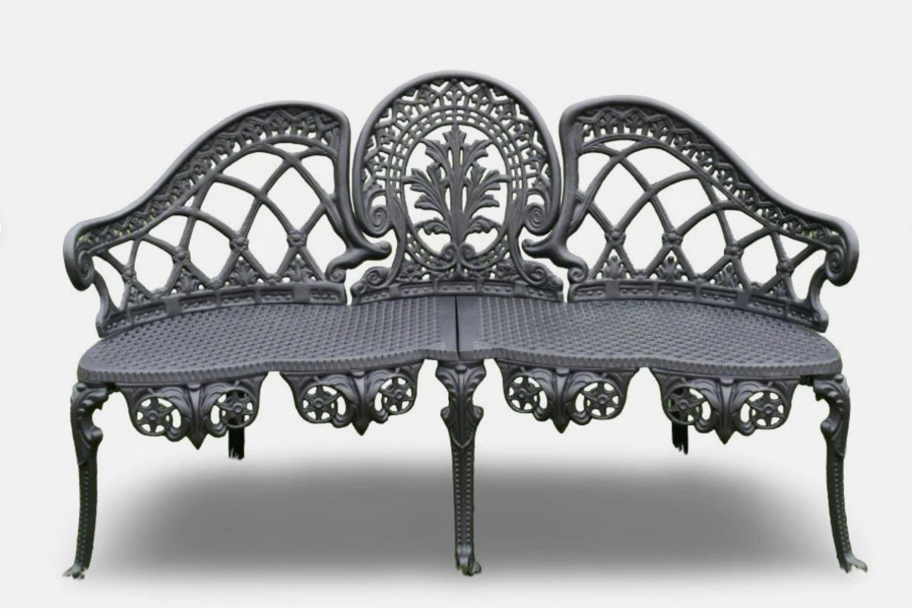 Black Antique Style Garden Bench Metal Black Furniture Park Nostalgic ...