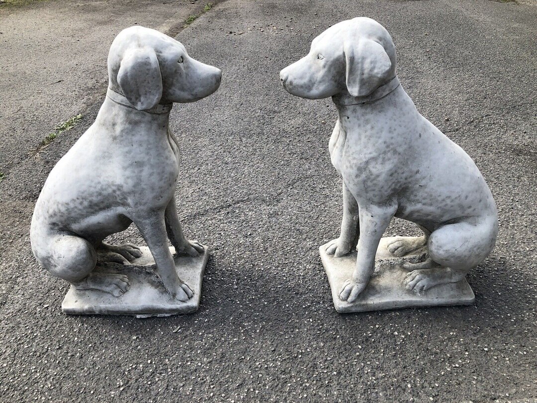 Stone Dog Pair , Recon Stone Pointer Dogs Pair , Garden Stone Ornaments ...