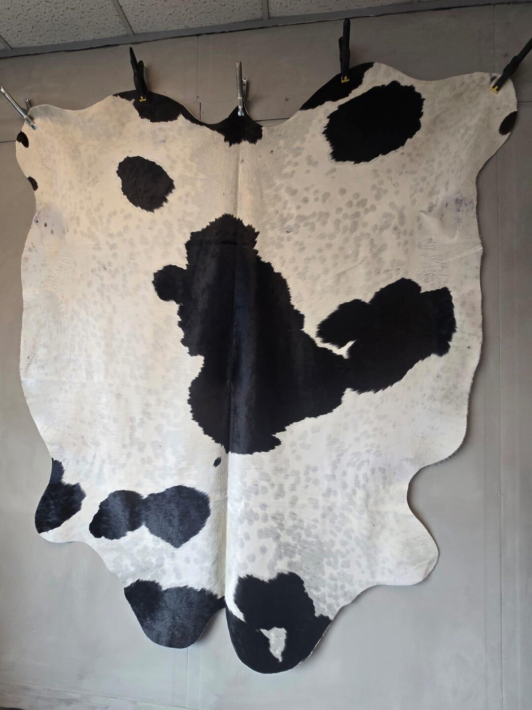 Genuine Cow Hide Rug Black and White With Grey Speckles LARGE Carpet ...