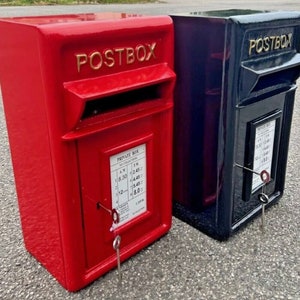 Cast Iron Letter Box Royal Mail Post Office Wall Box Vintage Style RED ...