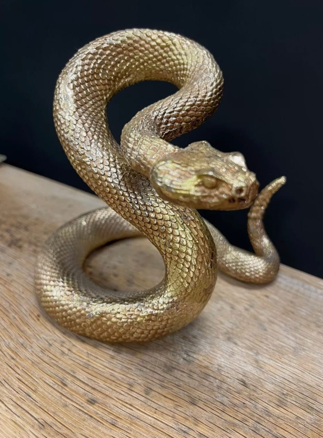 Rattle Snake Gold Resin Sculpture SNAKE Feature Golden Snake - Etsy