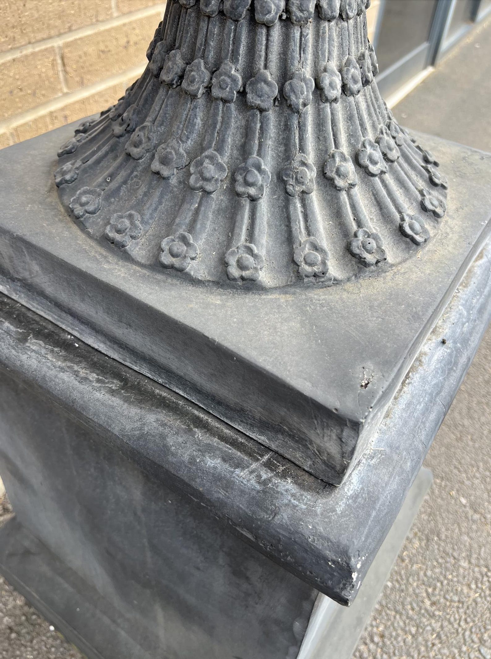 Grey Urn and Plinth Antique Grey Stone Painted Urns Resin Fibreglass ...