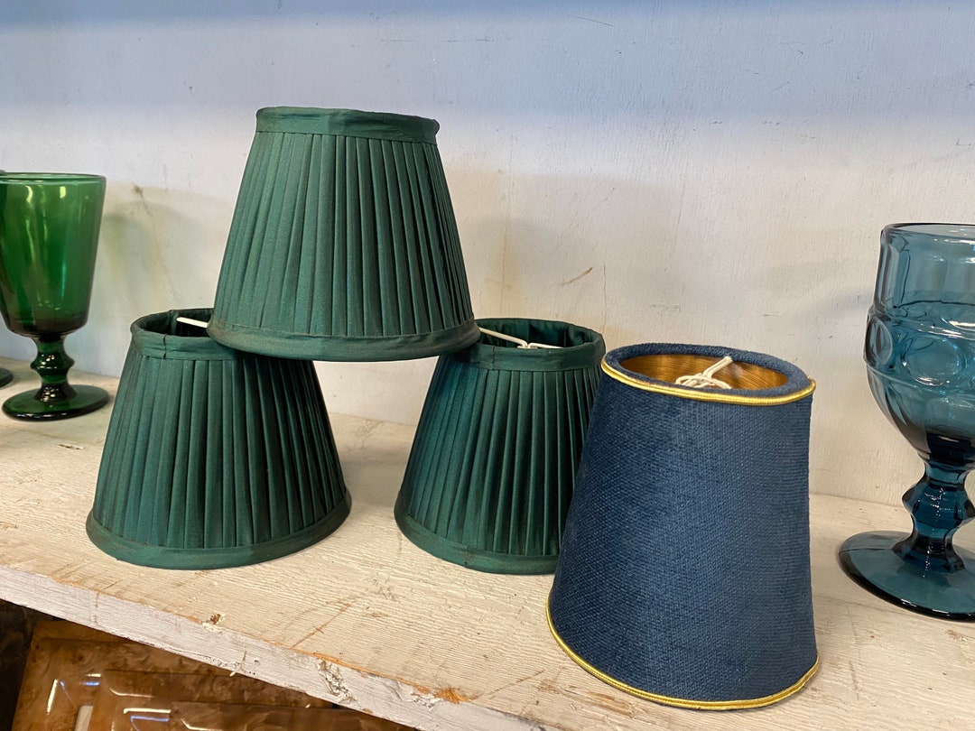 Small Lamp Shades Green or Blue Velvet and Silk Lampshades - Etsy