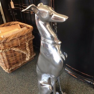 Aluminium Whippet Sitting Greyhound Whippet Silver Finish Ornament ...