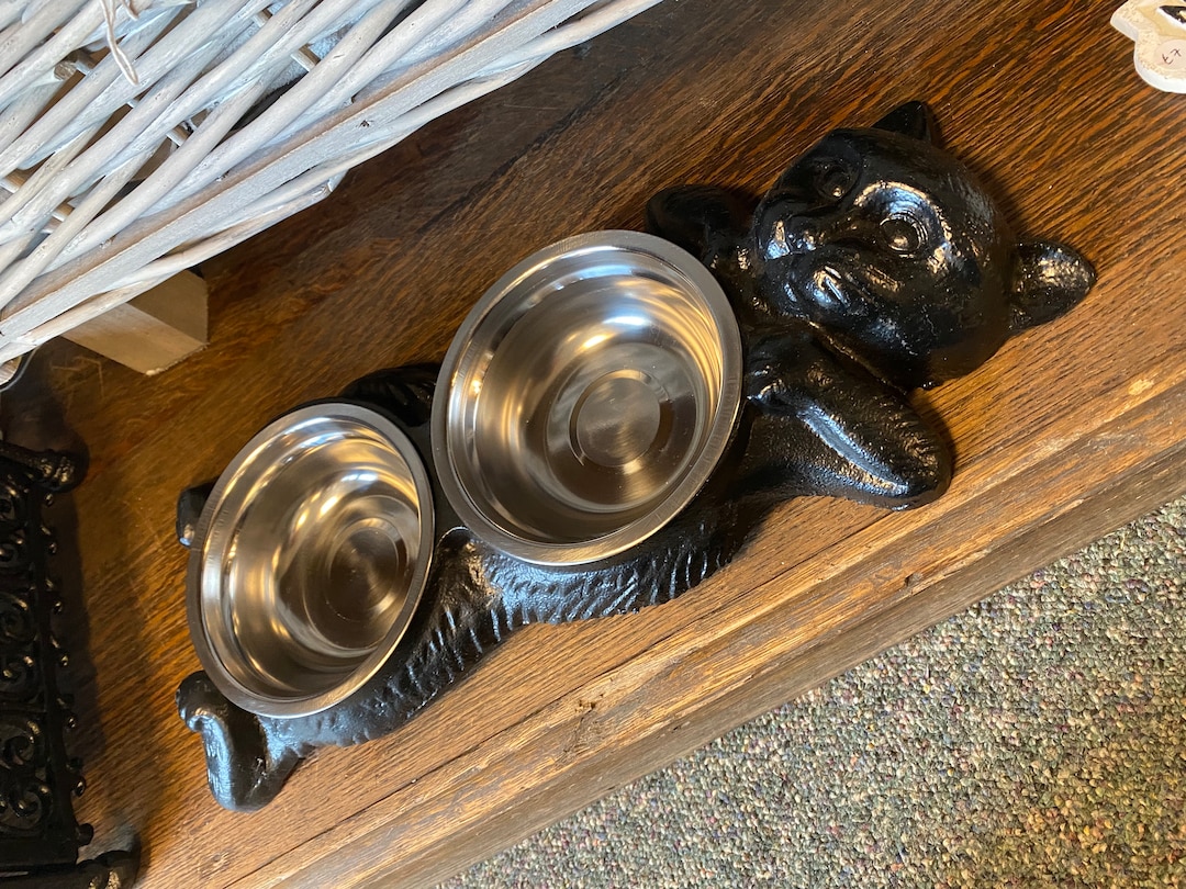 Pet Bowls Small Cat Set Fancy Cat Pet Bowls in Cast Iron Fun Surround ...