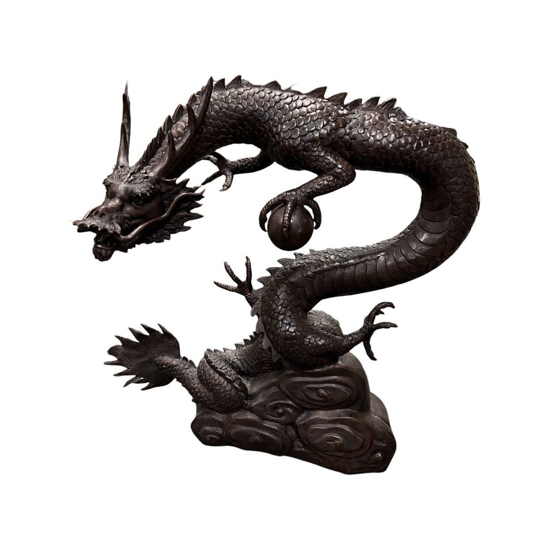 Bronze Dragon Large Water Feature Bronze Oriental Lucky Dragon of Good ...
