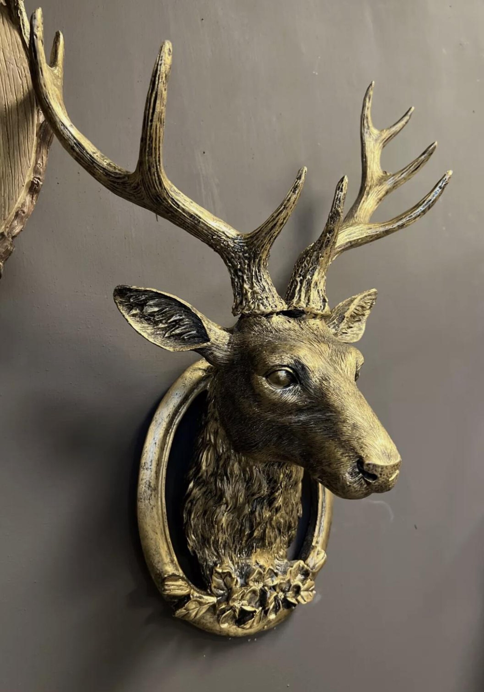 Gold Stag Bust Antique Style Gold Resin Stags Head Wall Bust Deer Doe ...
