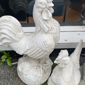 Large Chicken Rooster Cast Stone Chicken Male Chicken White Rooster ...