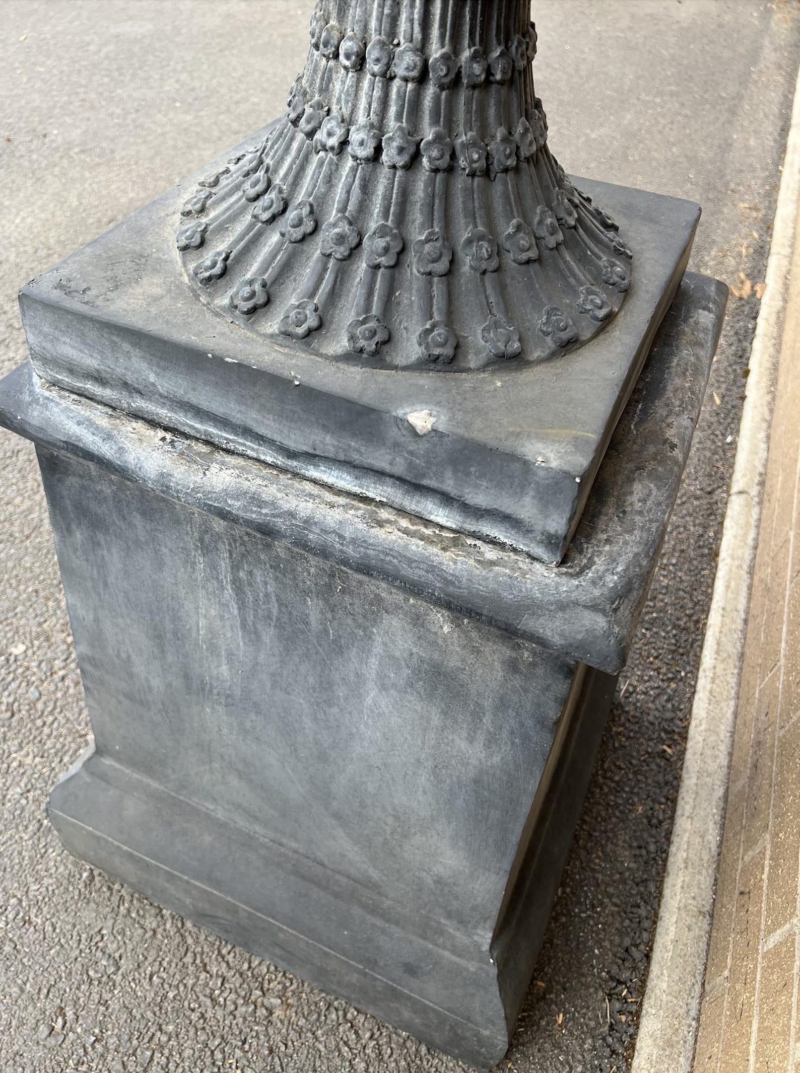 Grey Urn and Plinth Antique Grey Stone Painted Urns Resin Fibreglass ...