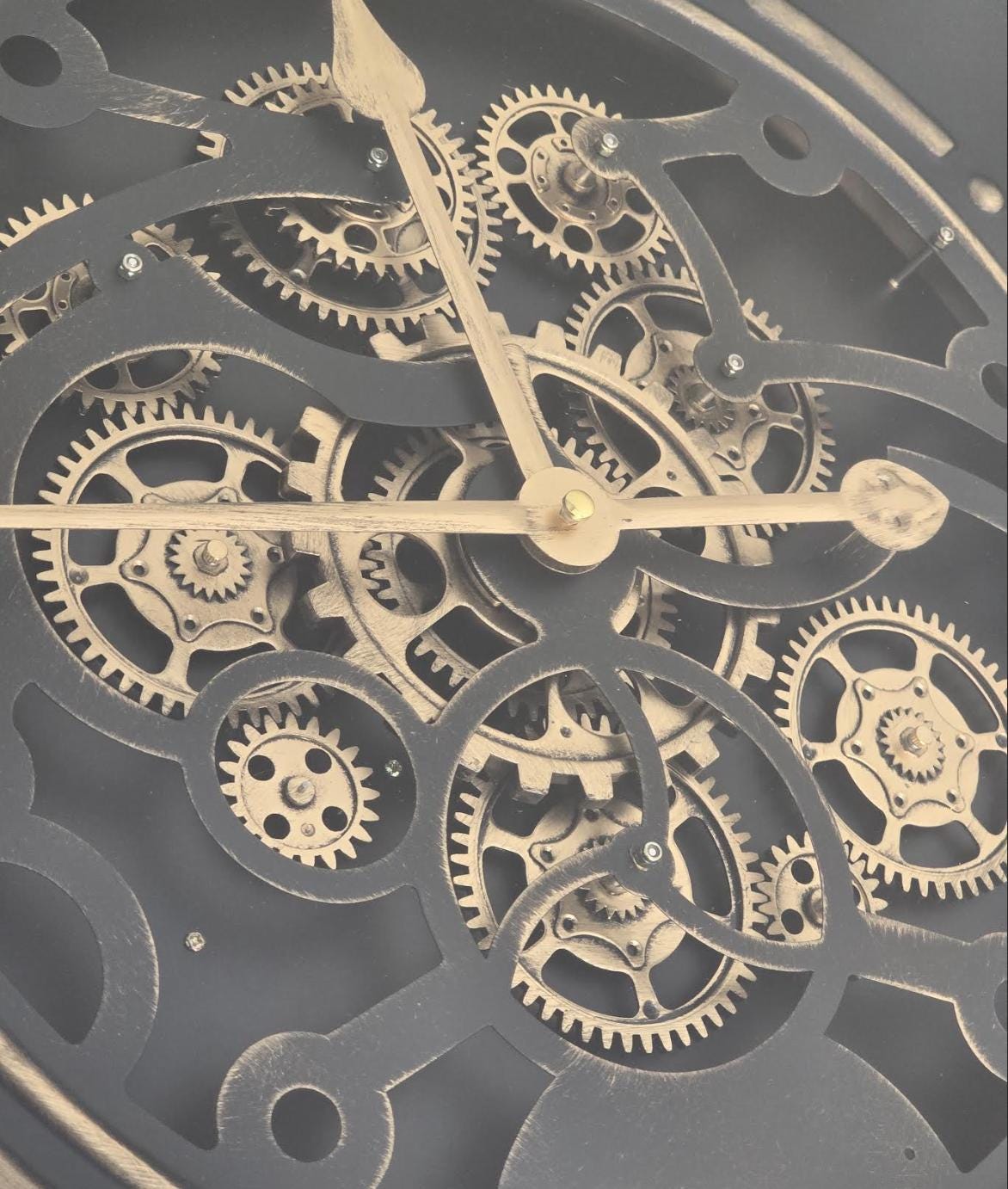 Black Clock Wooden Framed Clock Cogs Black Face Clock Roman Numerals ...