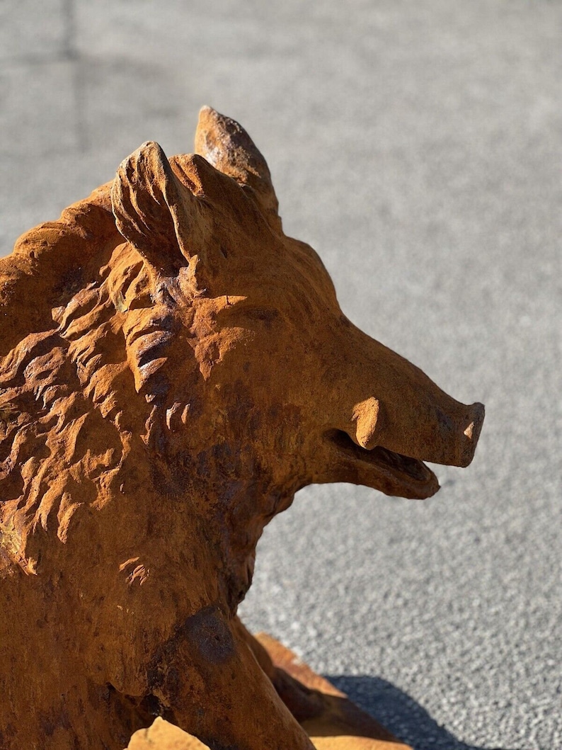 Wild Boar Pig Statue Cast Iron Wild Pig Hunter Sculpture Estate Manor ...