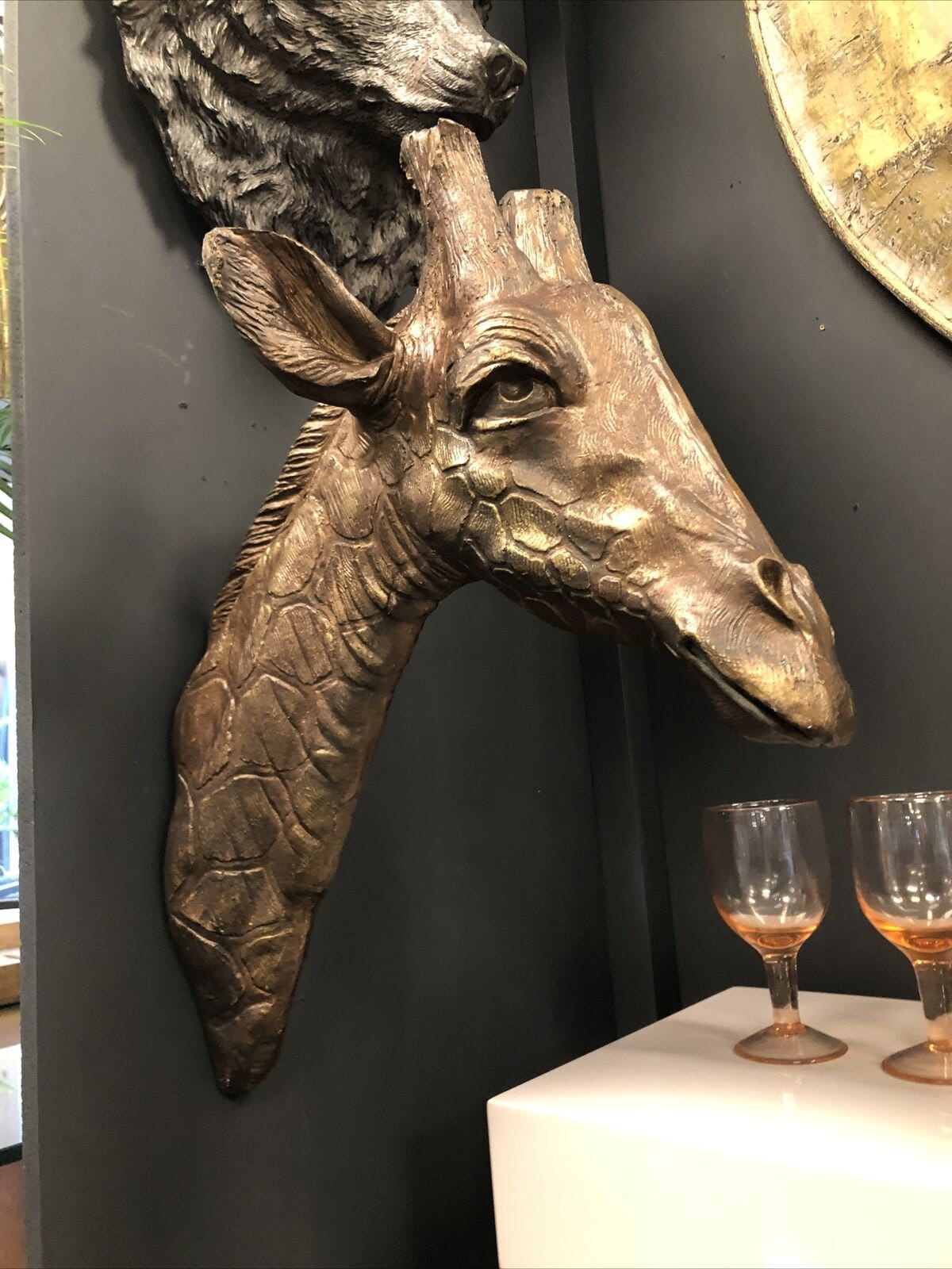 Giraffe Bust Head Wall Art Giraffe Resin Bronze Effect Wall | Etsy