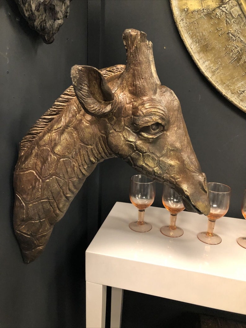 Giraffe Bust Head Wall Art Giraffe Resin Bronze Effect Wall Bust ...