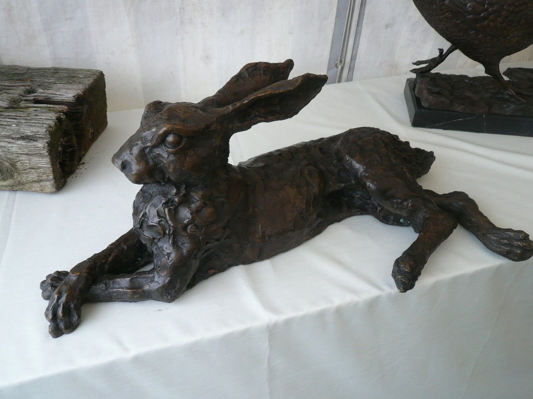 Bronze Hare Laying Life Size , Large Bronze Hare , Resting Hare ...