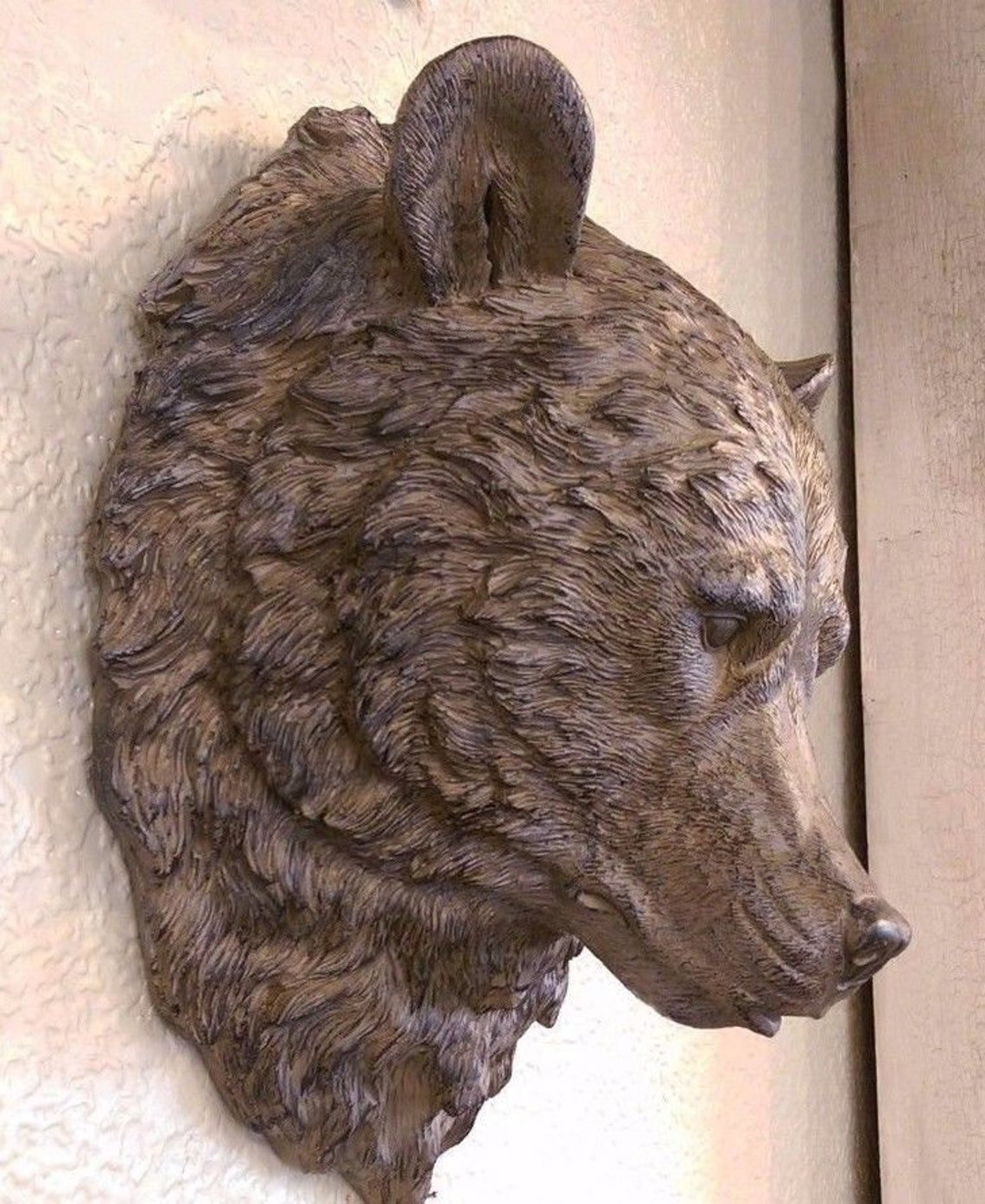 Bear Head Wall Bust Brown Grizzly Bear Resin Head, Wall Mounted Bear ...