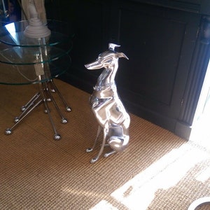 Aluminium Whippet Sitting Greyhound Whippet Silver Finish Ornament ...