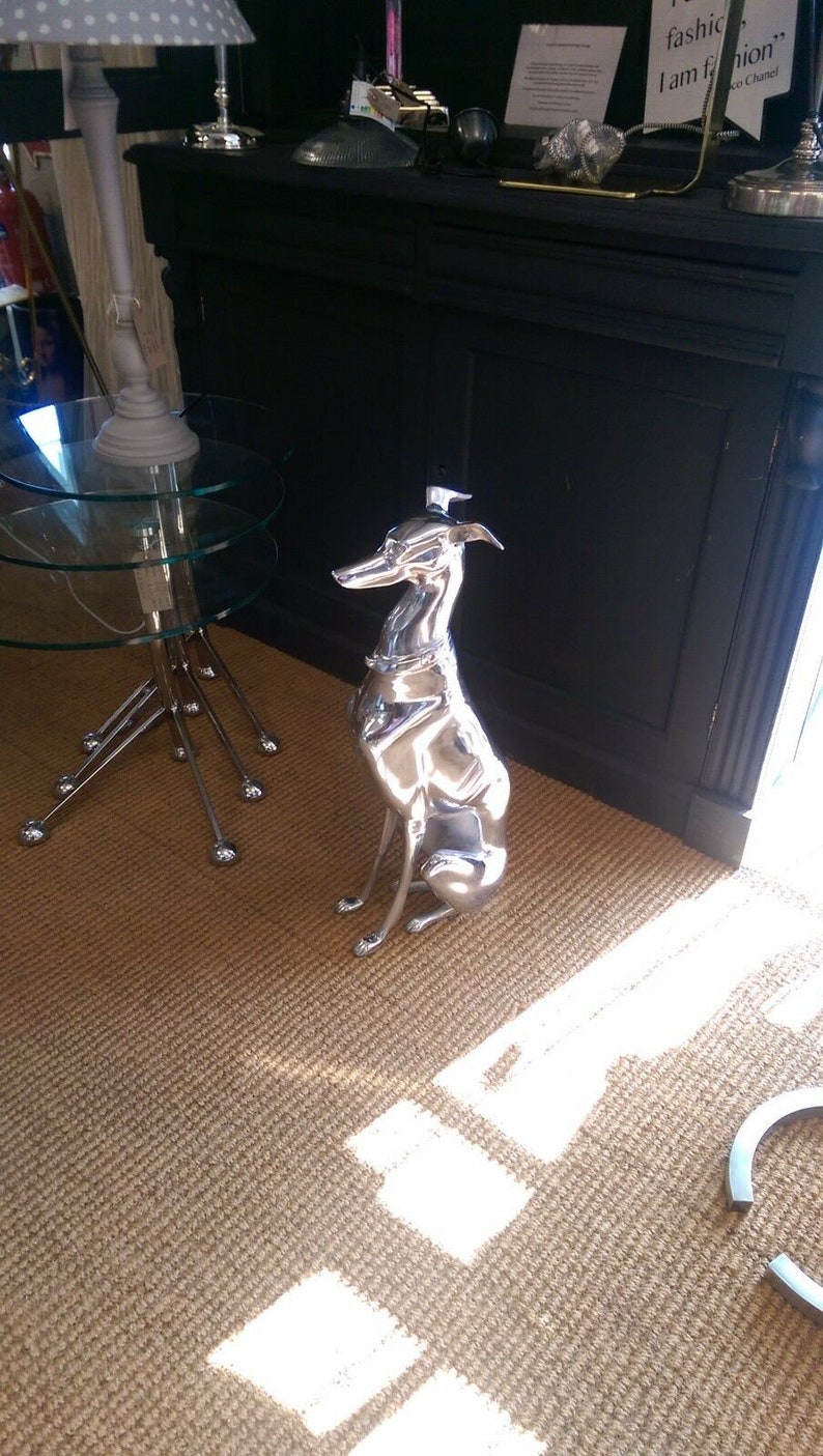 Aluminium Whippet Sitting Greyhound Whippet Silver Finish | Etsy