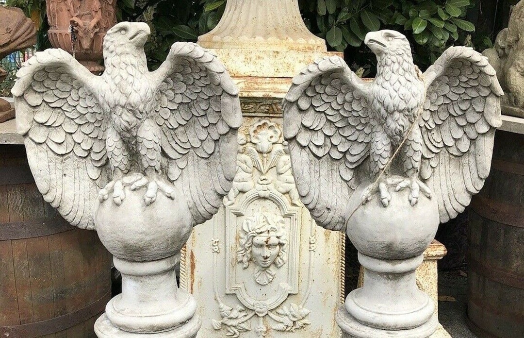 Eagle Pair Finial Statues Reconstituted Stone Eagle Pair of Ornaments ...