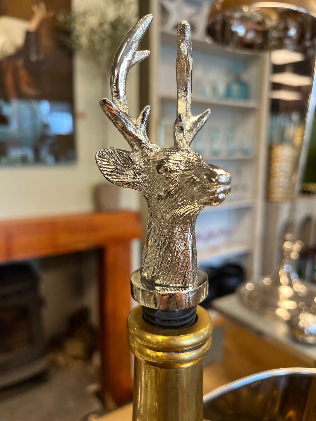 Stag Head Silver Bottle Topper Bottle Cap Stopper Deer Stag Detail ...