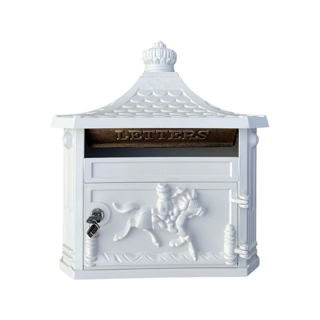 White Wall Post Box Wall Mounted Aluminium White Wall Mail Letter Box ...