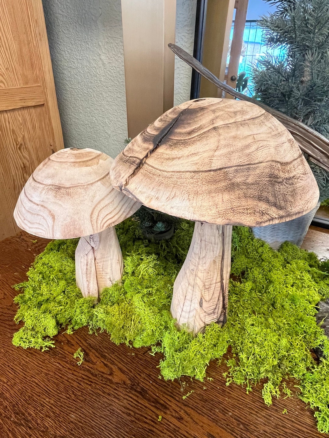 Wooden Mushroom Decor Small and Large Options Wooden Decor Garden ...