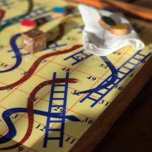 Snakes N' Ladders Game Wooden Handmade Multiplayer Board Game 4 ...